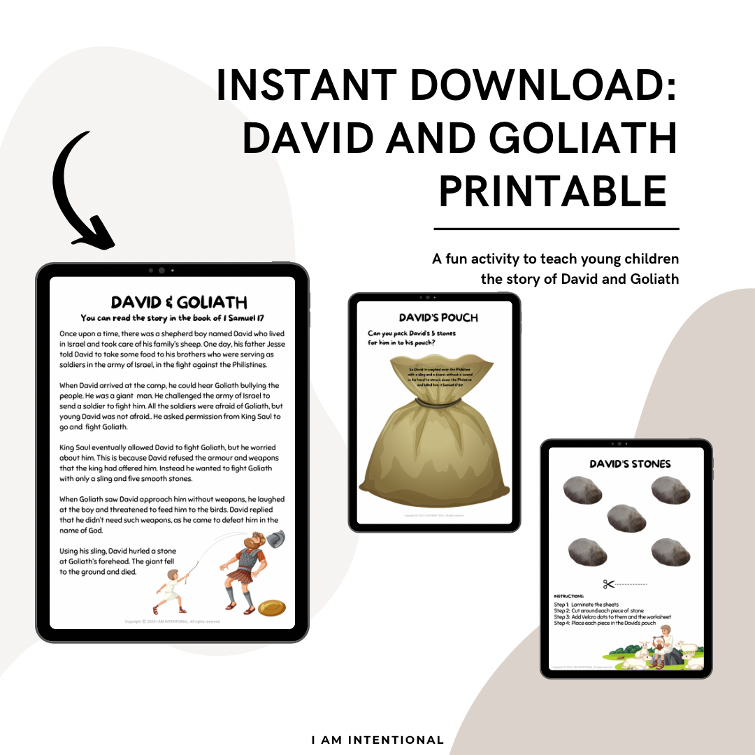 David and Goliath Printable – I AM INTENTIONAL